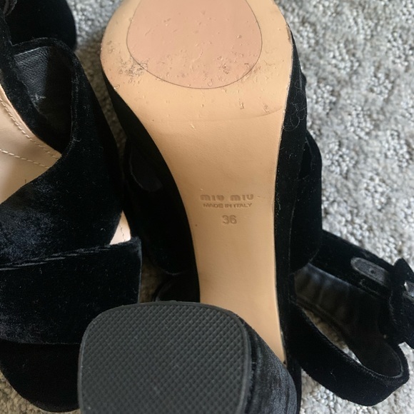 Miu Miu | Shoes | Miu Miu Velvet Platform Heel Sandals | Poshmark